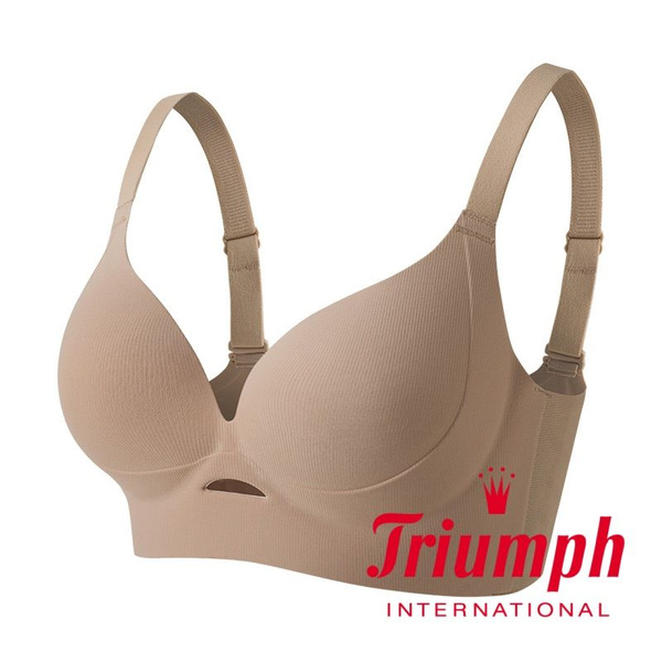 Бюстгальтер Женский TRIUMPH бралетт, размер 85C пастельно-коричневый Хлопок Офисный/школьный ...