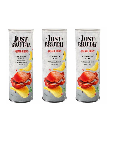Just Brutal Чипсы картофельные со вкусом карибского краба, 100 г, 3 упаковки купить на OZON по ...