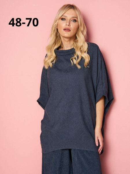 Туника Женский SPARADA Повседневный Три четверти Вельвет серый, размер 60, 62 Россия Однотонный ...
