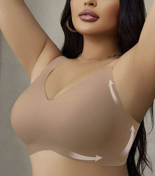 Бюстгальтер Женский SAIMEIQI без косточек, размер 70B, 70C светло-бежевый Нейлон, Спандекс ...