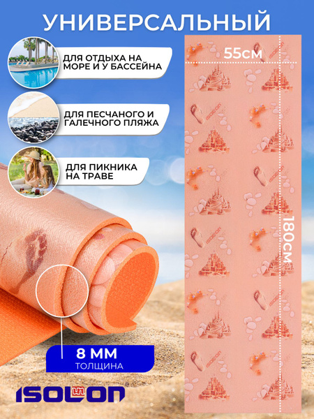 Коврик для фитнеса Decor 8 / ISOLON / Плотный, яркий, не промокает, для отдыха и пляжа. 2 ...