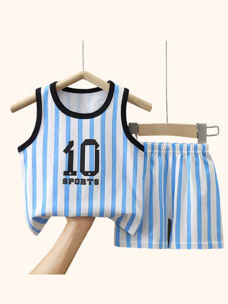 Комплект маек Мальчики, Девочки BCATON ярко-голубой, размер 74 Без рукавов Хлопок Спортивный ...