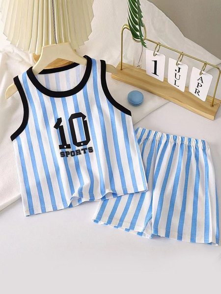 Комплект маек Девочки, Мальчики BCATON ярко-голубой, размер 74 Без рукавов Хлопок Спортивный ...