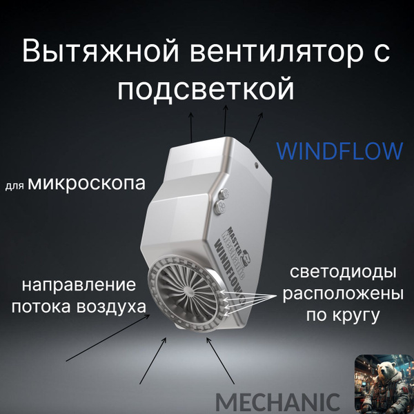 Вытяжной вентилятор с подсветкой MECHANIC WindFlow X для микроскопа, 220V купить на OZON по ...