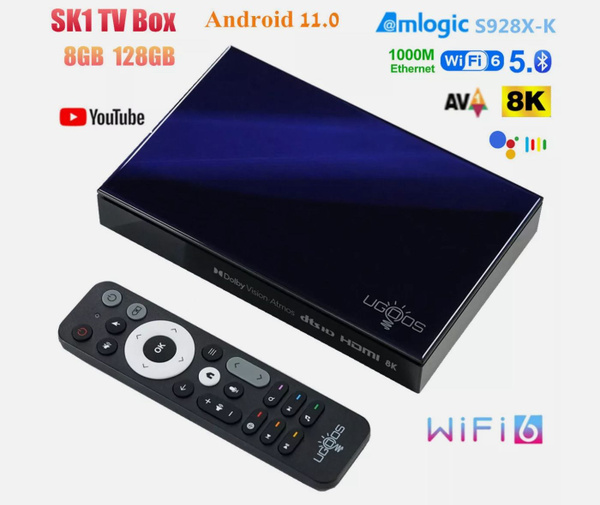 Смарт-ТВ-бокс SK1 8K Ultra HD Amlogic S928X-K Android 11.0 8 ГБ+128 ГБ WiFi6 1000M BT5.2 USB3.0 ...