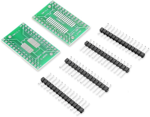 Плата переходная SSOP4-SSOP28 (0.65mm) / SOP4-SOP28 (1.27mm) to DIP (2 ...