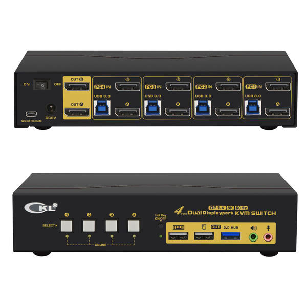 CKL KVM переключатель DisplayPort 1.4 8K@30Hz 5K@60Hz 4K@144Hz (4 компьютера 2 монитора) купить ...