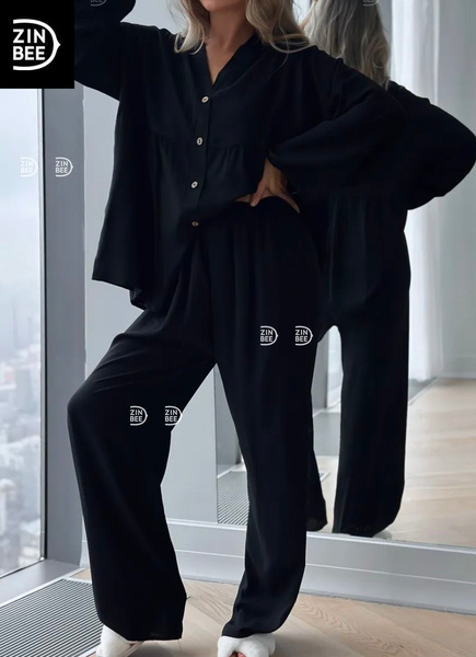 Пижама Женский ZinBee Хлопок, Лавсан, размер 42, 44 абрикосовый Три четверти Китай купить c ...