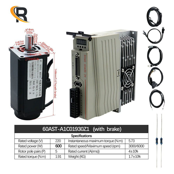 60AST 600W С тормозами, серводвигатель переменного тока 220 В с ...
