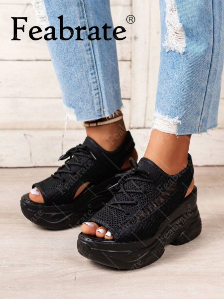 Босоножки Женский Feabrate Стандартный низкий (до 4 см) Синтетическая дышащая сетка, размер 42 ...