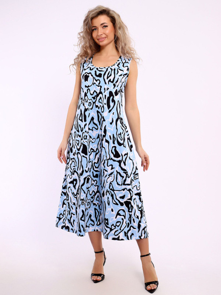 Сарафан Женский Н-Коллекция голубой, синий Повседневный Без рукавов ...