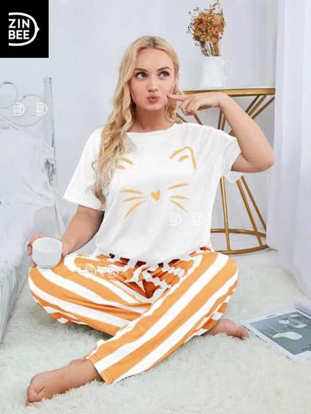 Домашний комплект Женский ZinBee Хлопок, Лавсан, размер 50 желтый Короткий Китай дородовая ...