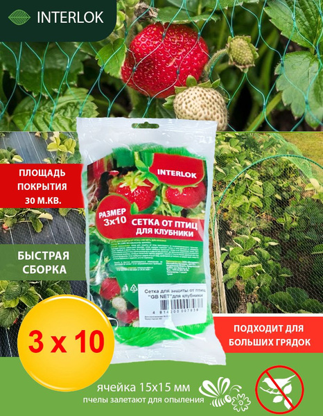 Сетка от птиц для клубники 3*10 м садовая Interlok, пластик, 10 м. купить на OZON по низкой цене ...
