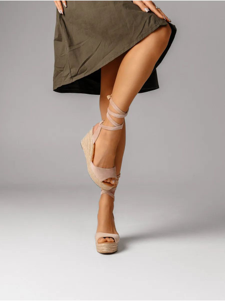 Босоножки Женский Obba Танкетка Микрофибра, Экозамша, размер 41 Круглый нос, Открытый нос F Лето ...