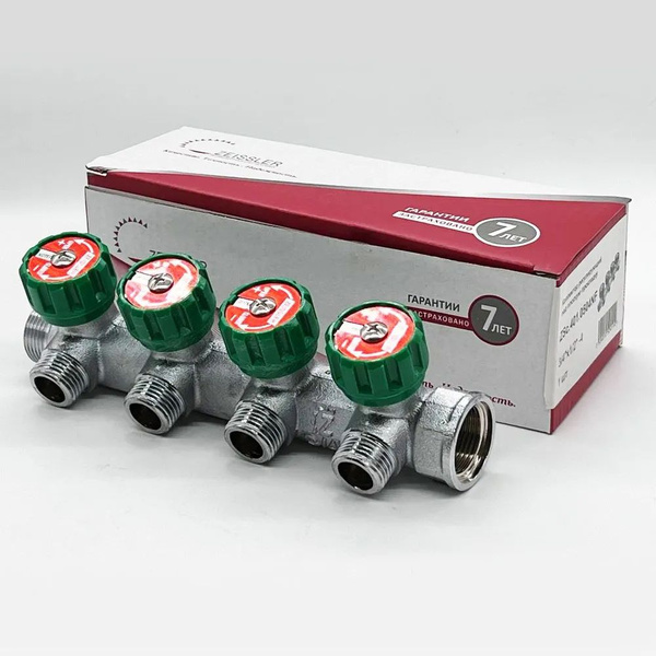 Коллектор регулирующий для водоснабжения под плоскую прокладку 3/4" х 1/2" - 4 отвода ZEISSLER ...