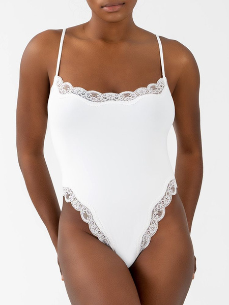 Боди Женский Oysho белый Без рукавов, размер 46 Хлопок, Поролон Однотонный купить c доставкой на ...