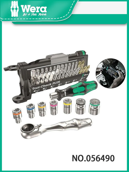 Wera 056490 Подлинник, 39 в 1 Отвертка с трещоткой и набором бит, мини трещотка, торцевая ...