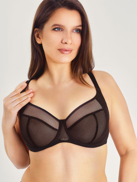 Бюстгальтер Женский MELLE балконет, размер 75D черный Полиамид, Эластан Повседневный Китай ...