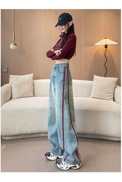 Джинсы Женский Miu Miu синий прямые Джинс размер 54 Молния Пуговицы Высокая Вышивка рост 160