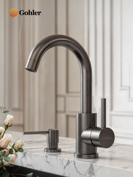 Смеситель для кухни на раковину и умывальник Gohler G4000GR графит ...