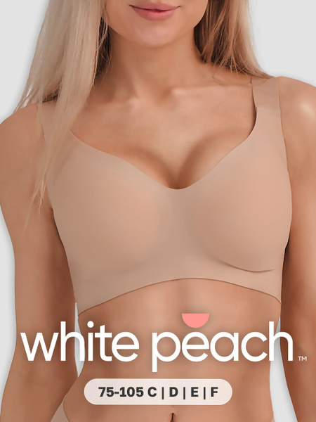 Бюстгальтер Женский white peach бесшовный, размер 75C, 75D бежевый Нейлон, Спандекс Домашний ...