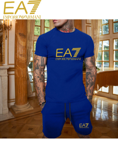 Костюм спортивный Мужской EA7 темный синий меланж, размер 50, 52 Лето купить c доставкой на OZON ...