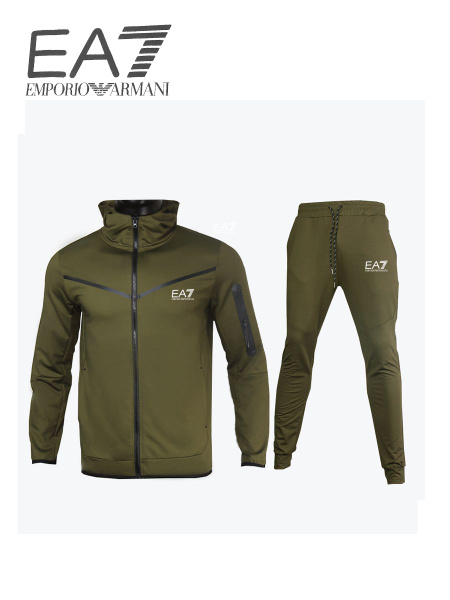 Костюм спортивный Мужской EA7 Повседневный тройка милитари, размер 52, 54 Бифлекс Другое, рост ...
