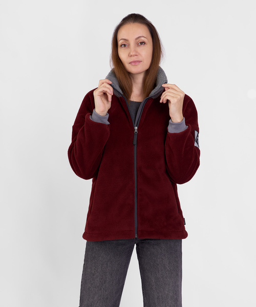 Джемпер Женский RedFox малиновый Поларфлис, размер 42 Молния Молния, Манжеты полуприталенный ...