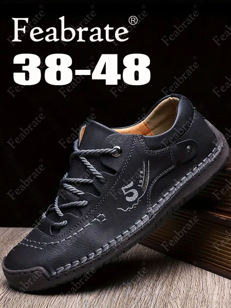 Мокасины Мужской Feabrate черный, размер 39 Шнурки Шнуровка На любой сезон Круглый нос купить c ...