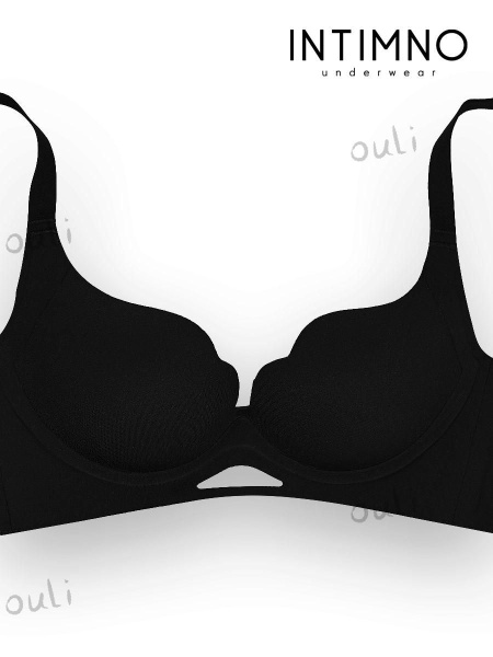 Бюстгальтер Женский INTIMNO бесшовный, без косточек, размер 80C, 85A черный Нейлон, Спандекс ...