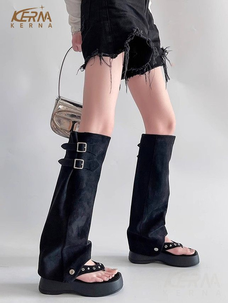 Сапоги Женский KERNA, размер 37,5 черный На любой сезон R (средняя) Платформа Китай Пряжки ...