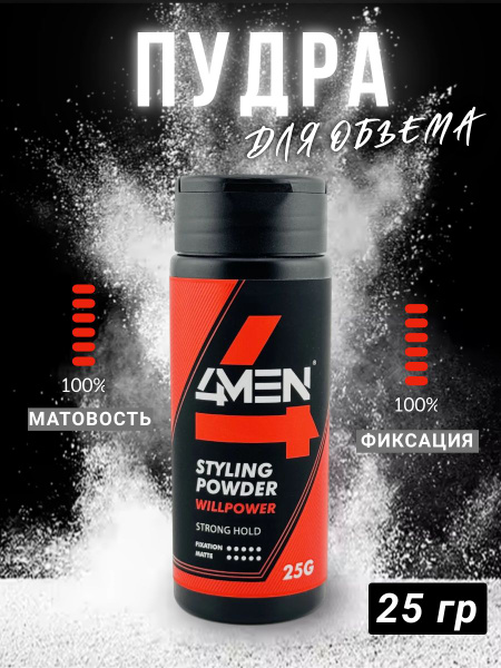 Пудра для волос для объема 4MEN WILLPOWER, матовая, сильная фиксация, 25 гр купить на OZON по ...