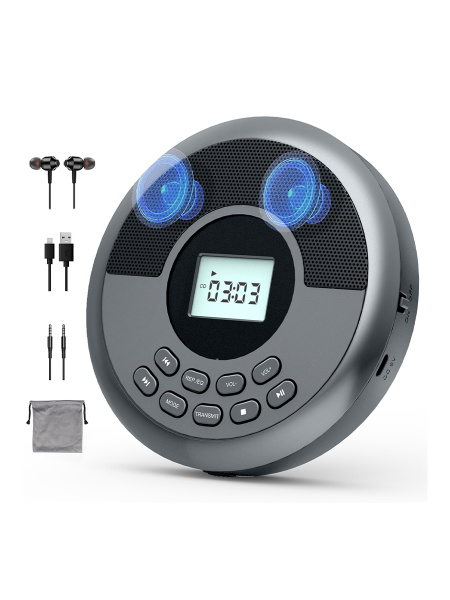 Портативный CD-плеер с динамиками и наушниками, перезаряжаемый CD ...