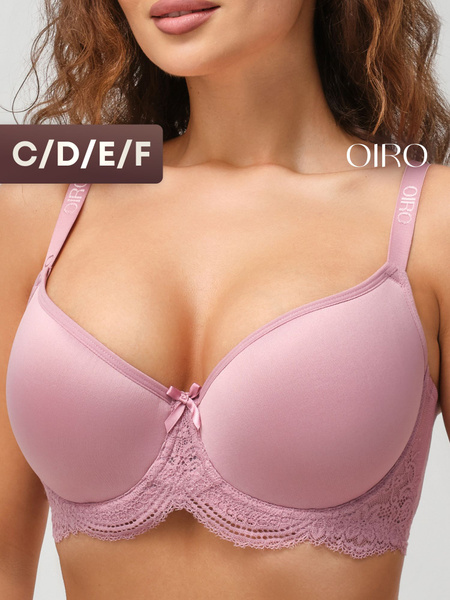 Бюстгальтер Женский OIRO мягкая чашка на каркасе, на косточках, размер 80D розовая пудра Нейлон ...