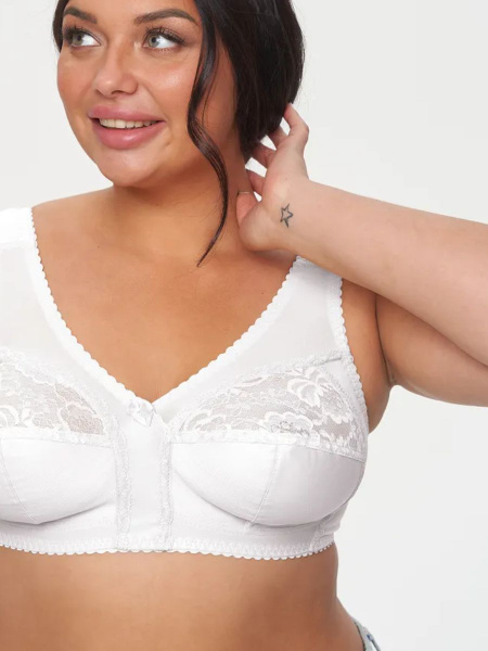Бюстгальтер Женский AMITEYA без косточек, мягкая чашка без каркаса, размер 95D белый иней ...