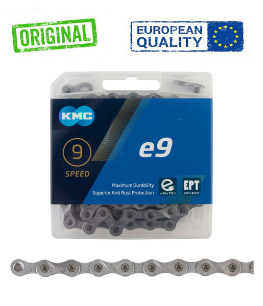 Цепь для велосипедов KMC E9 EPT, 9-ступенчатая, 136 звеньев, антикоррозийное покрытие купить на ...