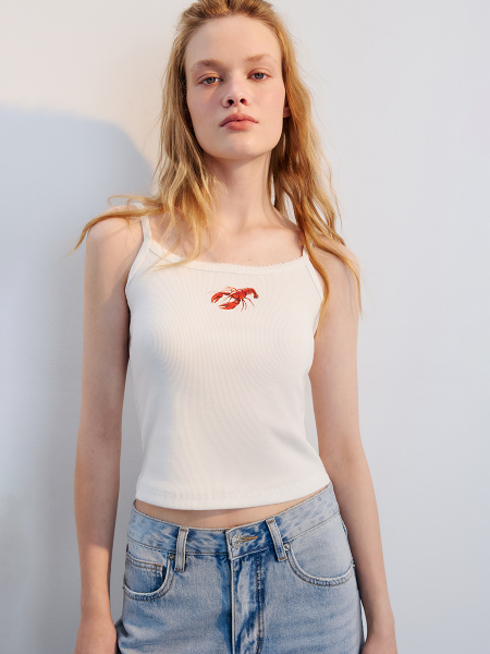 Топ Женский Befree белый, размер 46 Трикотаж Без рукавов Повседневный Узбекистан приталенный ...