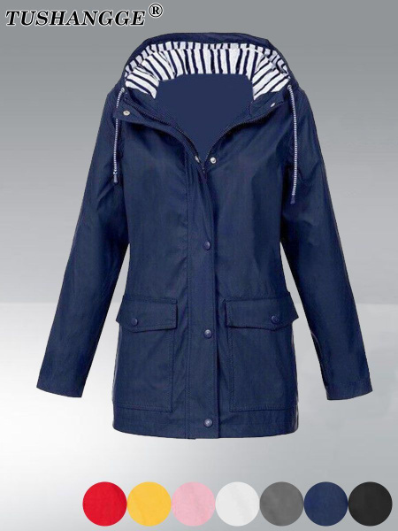 Куртка-дождевик Женский CHAOPAI Карманы, Цепочка темно-голубой пиджачный Лавсан, размер 58, 60 ...