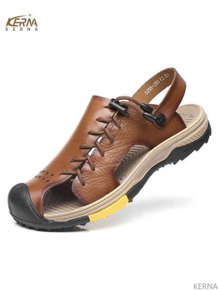 Сандалии Мужской KERNA, размер 43 Breathable Круглый нос, Открытый нос Лето Китай Шнурки Бант ...