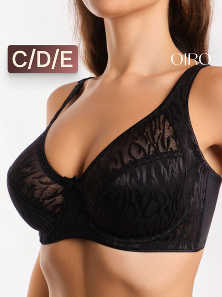 Бюстгальтер Женский OIRO мягкая чашка на каркасе, размер 95E черный графит Нейлон, Спандекс ...