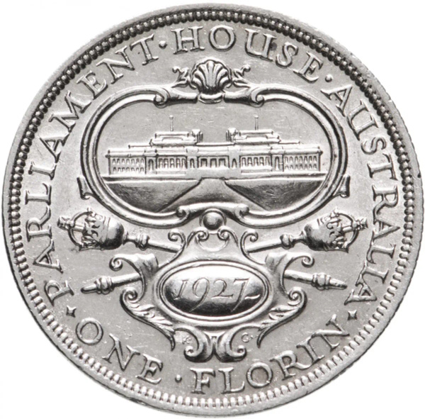 Австралия 1 флорин 1927 "Открытие здания парламента в Канберре", серебро 925 пробы, вес 11,31г ...