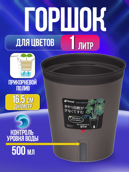 Характеристики Горшок для цветов пластиковый / Кашпо напольное с нижним ...