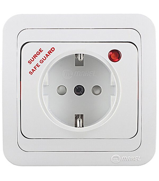 Розетка с рамкой Makel Mimoza 14002139 скрытая установка белая с заземлением с сетевым фильтром ...