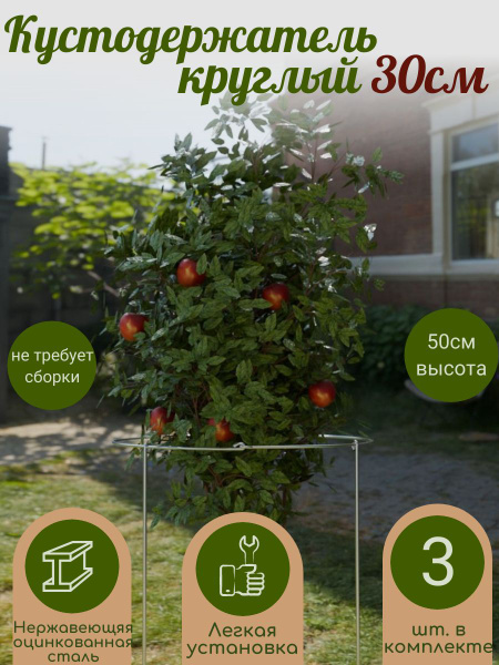 Кустодержатель круглый 30, 3шт металлический для смородины, пионов ...