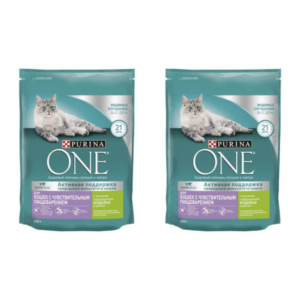 Purina ONE Сухой корм для взрослых кошек с чувствительным пищеварением ...