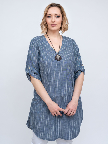 Туника Женский Balsako Офисный/школьный Три четверти Текстиль голубой ...