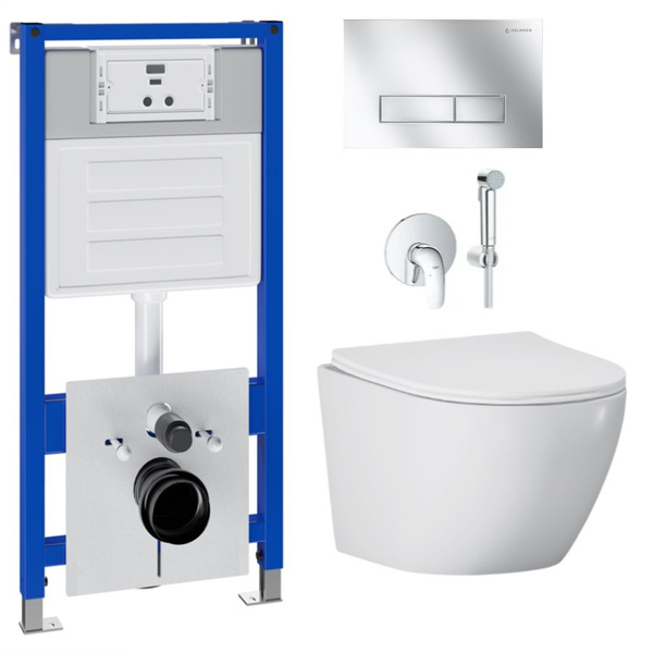 Комплект унитаза c инсталляцией Helmken, направление выпуска: Горизонтальное (в стену ...
