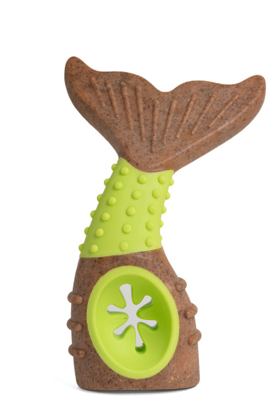 Игрушка для собак VG "Рыбий хвост" на древесной основе с отверстием для корма с ароматом курицы ...