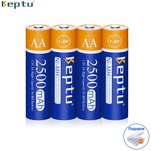 KEPTU Аккумуляторные Батарейка АА Ni-MH 2500 mAh, 1,2 V 4 шт + Кейс ...