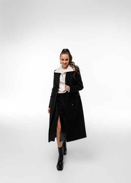 Пальто FANCY CODE, Демисезон, размер 52, цвет черный матовый, черный, Драп - купить по выгодной ...